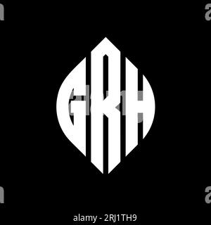 GRH circle letter logo design with circle and ellipse shape. GRH ellipse letters with ...