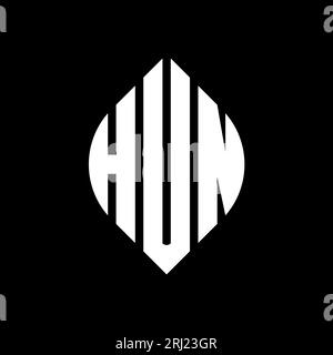 HUN circle letter logo design with circle and ellipse shape. HUN ellipse letters with ...