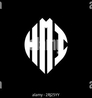 HMI circle letter logo design with circle and ellipse shape. HMI ...