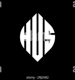 HUS circle letter logo design with circle and ellipse shape. HUS ...