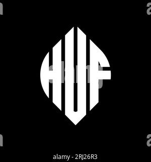 HUF circle letter logo design with circle and ellipse shape. HUF ...