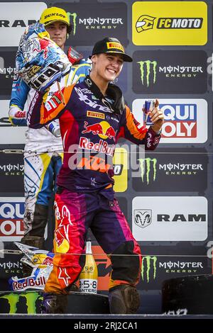 ARNHEM - 20/08/2023 Liam Everts (BEL) at the podium ceremony of the MX2 ...