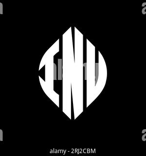 INU circle letter logo design with circle and ellipse shape. INU ...
