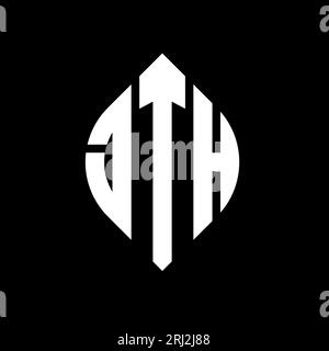 JTH circle letter logo design with circle and ellipse shape. JTH ellipse letters with ...