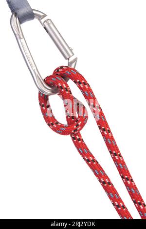 a red climbing rope knotted on a transparent background Stock Photo - Alamy