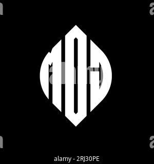 MOJ circle letter logo design with circle and ellipse shape. MOJ ...