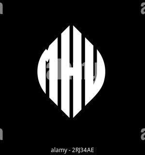 MHU circle letter logo design with circle and ellipse shape. MHU ...