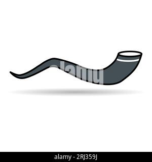 Shofar horn shadow icon, graphic religion design symbol, ritual web ...
