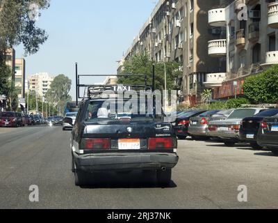 Cairo, Egypt, August 4 2023: An old style black and white Cairo ...