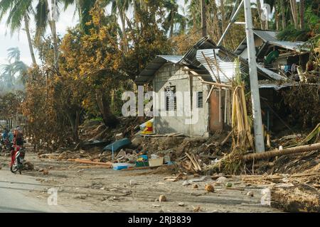 Aftermath of Typhoon Odette (Rai) in a coastal village in Southern ...