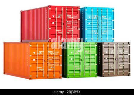3d rendering stack of containers on white background Stock Photo - Alamy