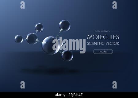 Glass molecule atom model poster. Reflective and refractive abstract ...