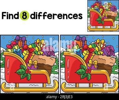 Christmas Sleigh Find The Differences Stock Vector Image & Art - Alamy