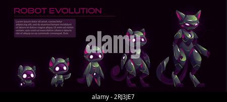 Cute ai robot character level evolution for game tech vector cartoon ...