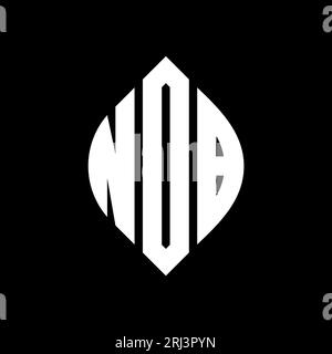 NOB circle letter logo design with circle and ellipse shape. NOB ...