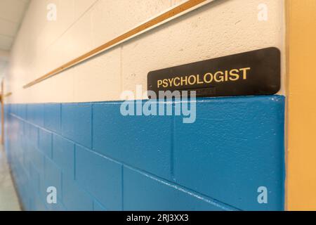 Psychologist Office, counselor office, sign with braille, on a white ...