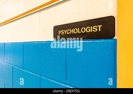 Psychologist Office, counselor office, sign with braille, on a white ...
