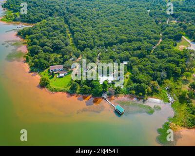 Aerial view of the landscape of Shawnee Reservoir at Oklahoma Stock ...