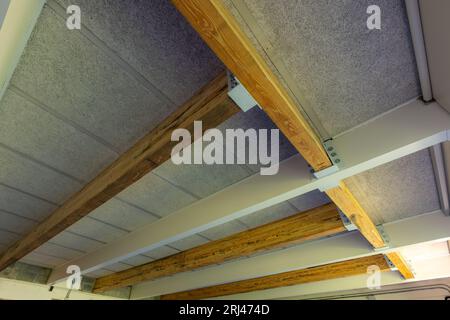 Use of sustainable timber glue laminated beams to reinforce an existing building Stock Photo - Alamy