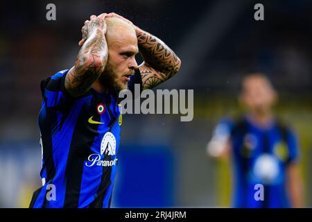 Federico Dimarco of FC Internazionale looks on during the Serie A football match between Torino ...
