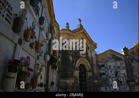Baroque style memorial mausoleums in Cimetero Monumentale di Scicli in ...