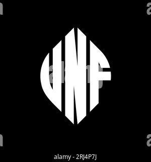 UNF circle letter logo design with circle and ellipse shape. UNF ...
