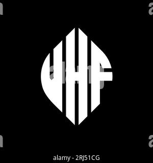 VHF circle letter logo design with circle and ellipse shape. VHF ...