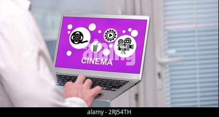 Laptop screen displaying a cinema concept Stock Photo - Alamy
