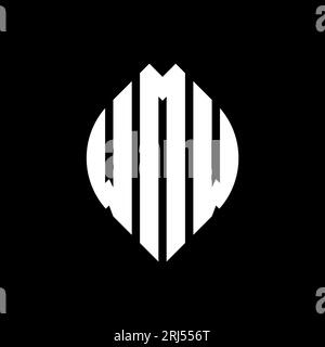 WMW circle letter logo design with circle and ellipse shape. WMW ...