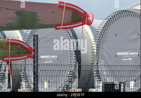 FRANCE, Le Havre port, Siemens Gamesa renewable energy SGRE production ...