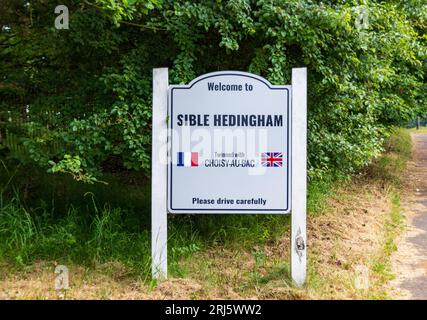 Welcome to Sible Hedingham Road Sign, Essex England UK Stock Photo - Alamy