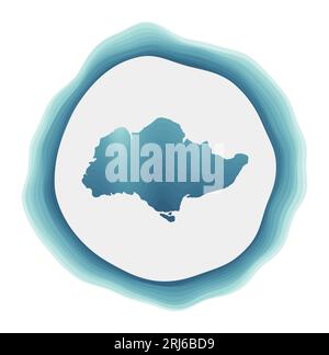 Sentosa round stamp. Round logo with island map and title. Stylish ...