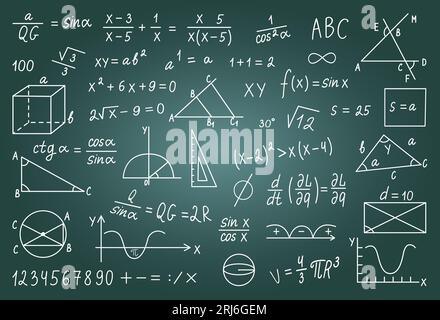 Math formula. Scientific symbols mathematics infographic graphs numbers ...