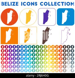 Belize flag icon set. Belizean pennant in official colors and ...