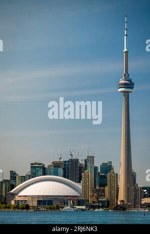 The skyline of Toronto Canada with its iconic CN Tower aerial view ...
