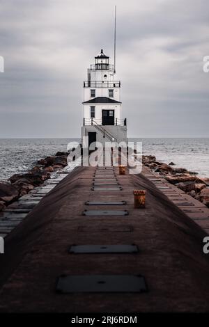 Manitowoc North Breakwater Lighthouse in Manitowoc, Wisconsin in July ...