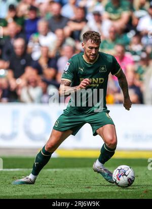 Dan Scarr of Plymouth Argyle in action during the Sky Bet Championship ...
