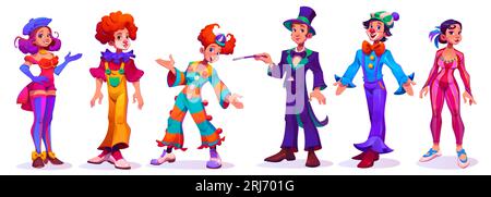 Circus artists cartoon characters vector set. Acrobat and strongman ...