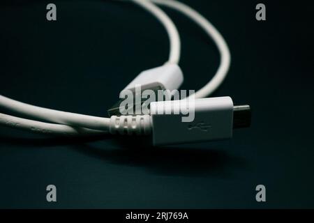 Wires and connection points for charging phones and tablets Stock Photo ...
