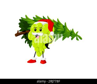 Cartoon cheerful Christmas holiday grapes fruit Santa character with ...