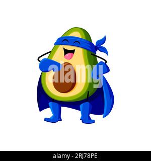 Cartoon Mexican powerful avocado character with muscles. Tropical fruit ...