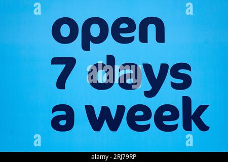 open 7 days shop sign Stock Photo - Alamy