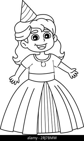 Happy Birthday Princess Coloring Page for Kids Stock Vector Image & Art ...