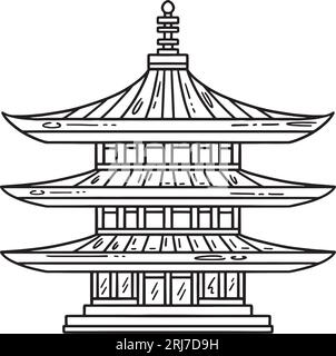 Pagoda Isolated Coloring Page for Kids Stock Vector Image & Art - Alamy