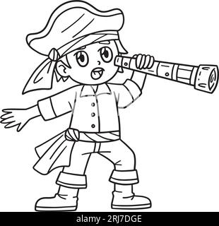 Telescope Isolated Coloring Page for Kids Stock Vector Image & Art - Alamy