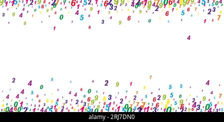 School math notebook cover. Colorful childish numbers floating in the ...