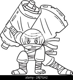 Ninja with Jutsu Scroll Coloring Page for Kids Stock Vector Image & Art ...