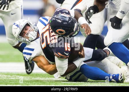 Indianapolis Colts safety Trevor Denbow (43) works during the first ...