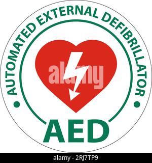 Floor Sign AED with Defib Heart, Red Border Floor Sign Stock Vector ...