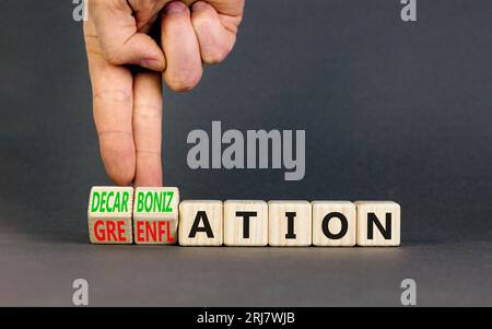 Decarbonization or greenflation symbol. Concept words Decarbonization ...